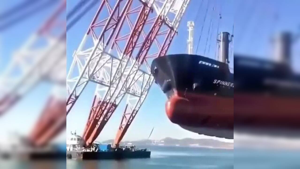 Viral video: Hyundai 10000, the world's largest floating crane carries ...