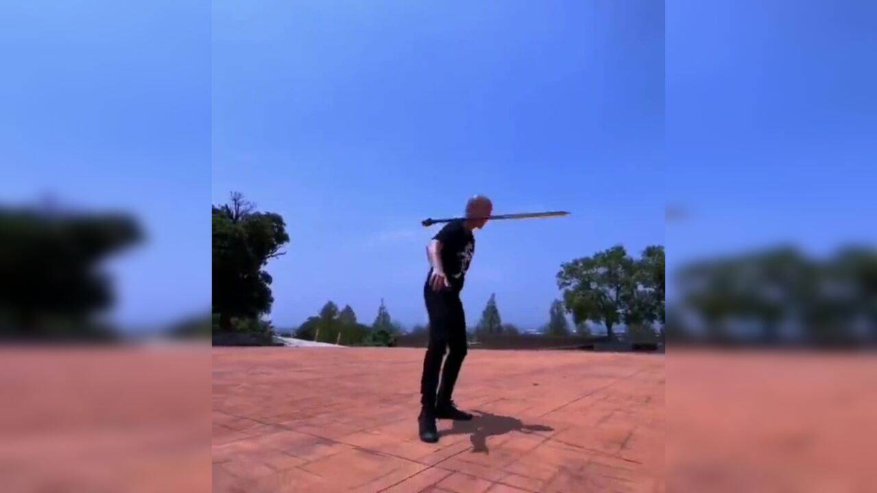 Viral video: Man balancing rotating sword all over his body will stun ...