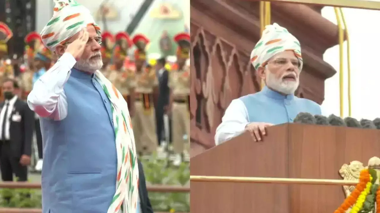 Pm Modi: PM Modi dons tricolored outfit for I-Day, hoists national flag ...