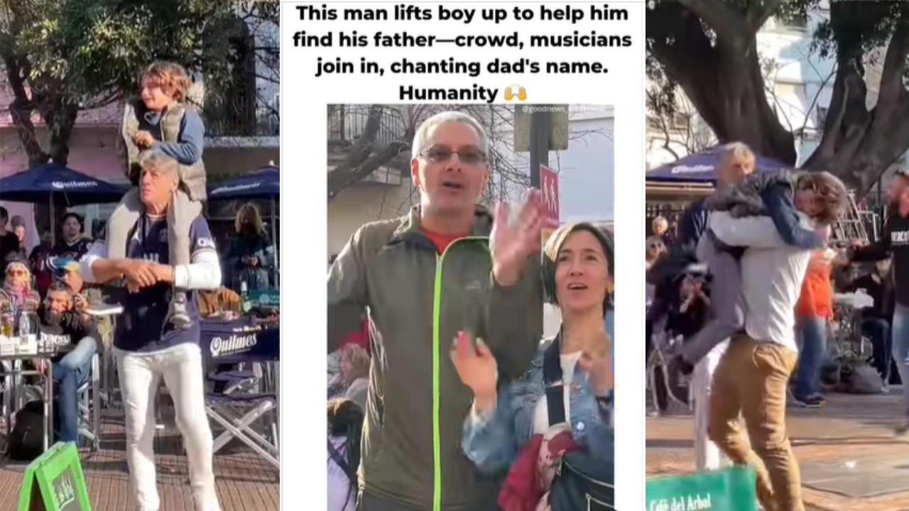 Heartwarming! Little boy loses dad in crowd, strangers chant father's ...