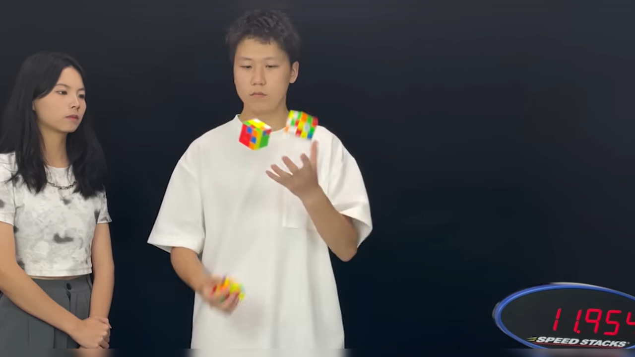 Viral video: Man solves three Rubik's cubes while juggling each of them ...