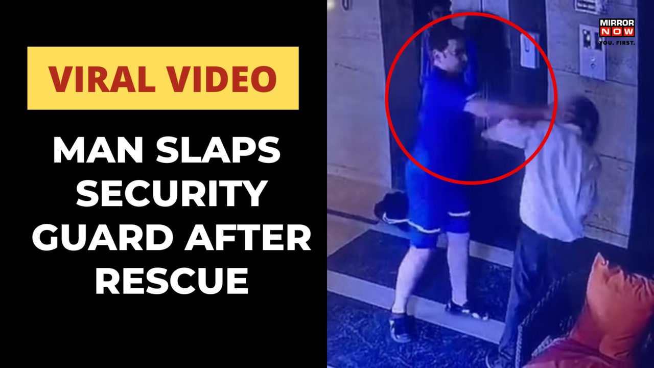 Viral Video | Gurugram Man Rescued From Lift, Slaps Security Guard ... Viral Video | Gurugram Man Rescued From Lift, Slaps Security Guard ...