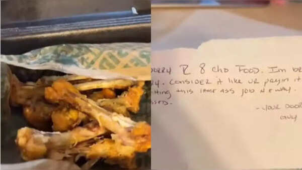 Man orders chicken wings, gets bones and a note instead - Watch viral ...