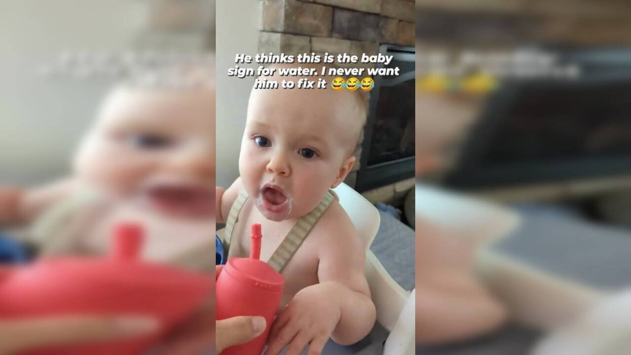 Viral video: Baby's adorable sign to ask his mum for water leaves the ...