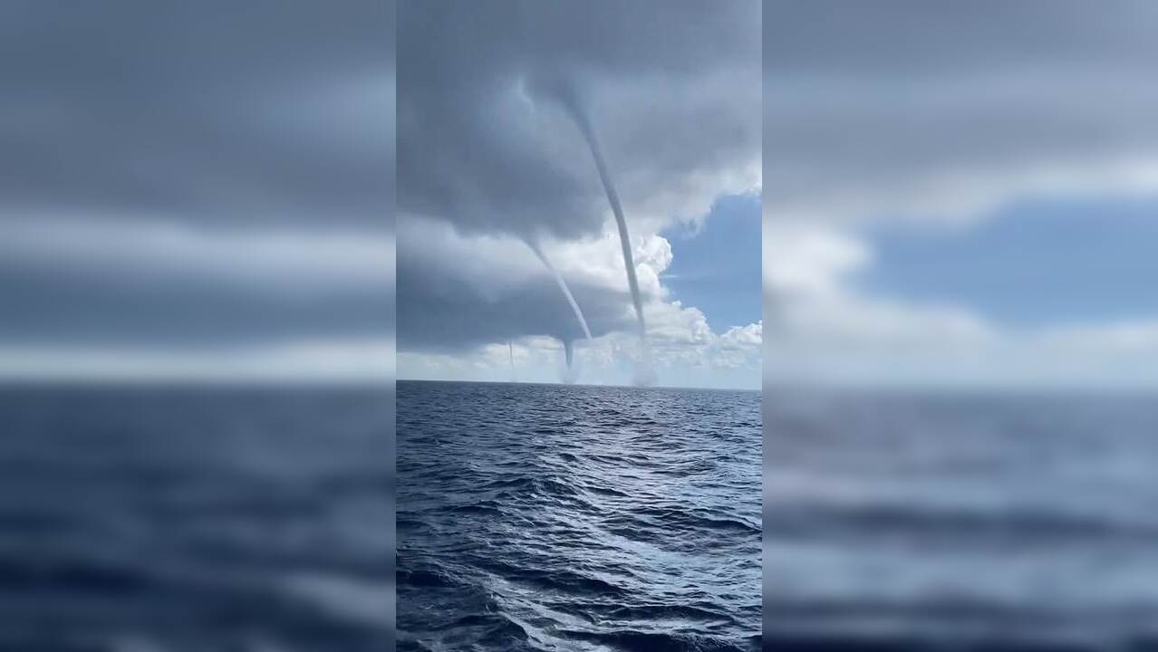 Viral video: Rare footage captures four incredible waterspouts off the ...
