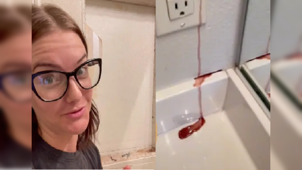 Viral video: Woman shocked to see her bathroom walls 'bleeding' | Viral ...
