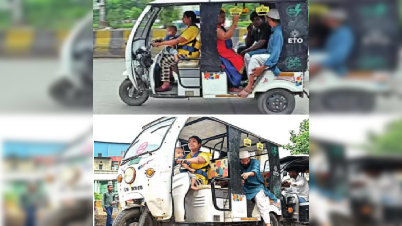 Noida single woman drives e-rickshaw for a living - with toddler son ...