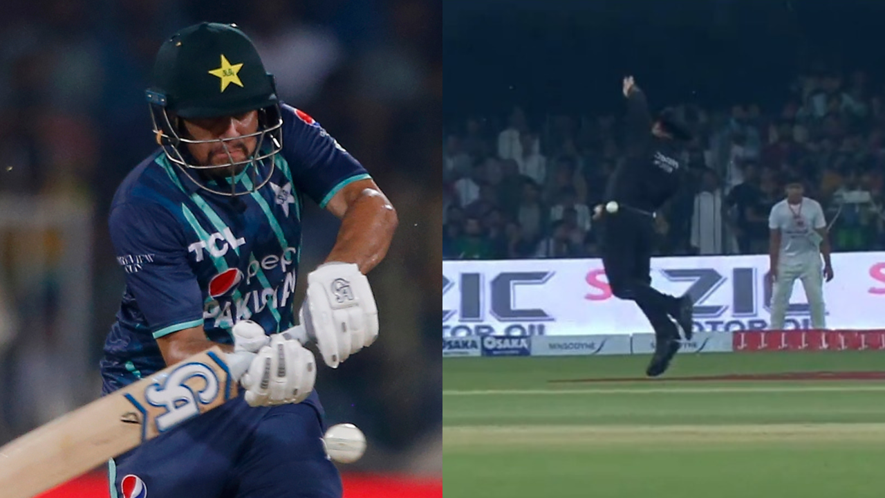 Pakistan batter Haider Ali slams pull-shot straight into Aleem Dar as the leg umpire gets hurt ...