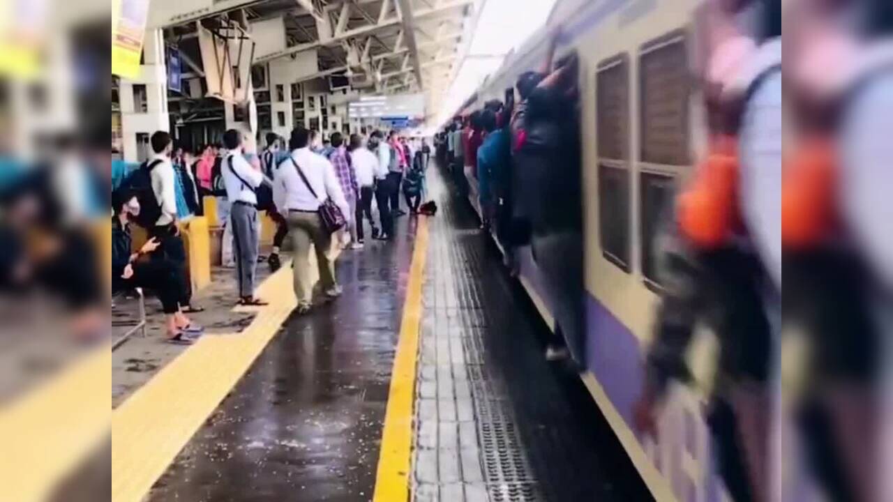 Mumbai: Man falls off crowded local onto platform, commuter drops his ...