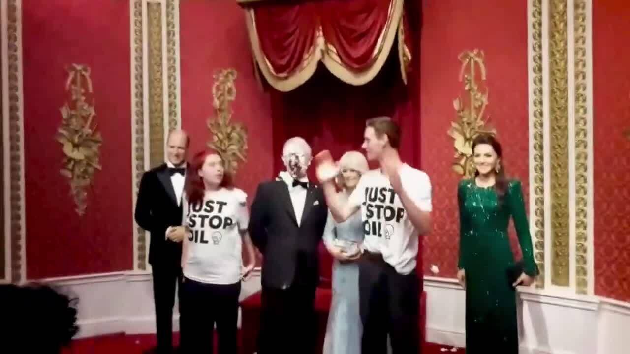 Viral video: Just Stop Oil activists cake King Charles’ wax statue to ...