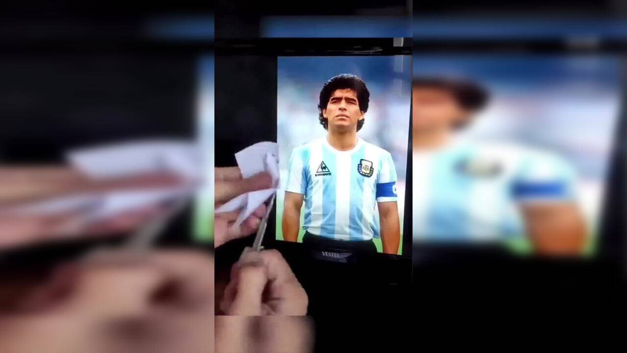 Artist carves out Diego Maradona's portrait by cutting a small piece ...