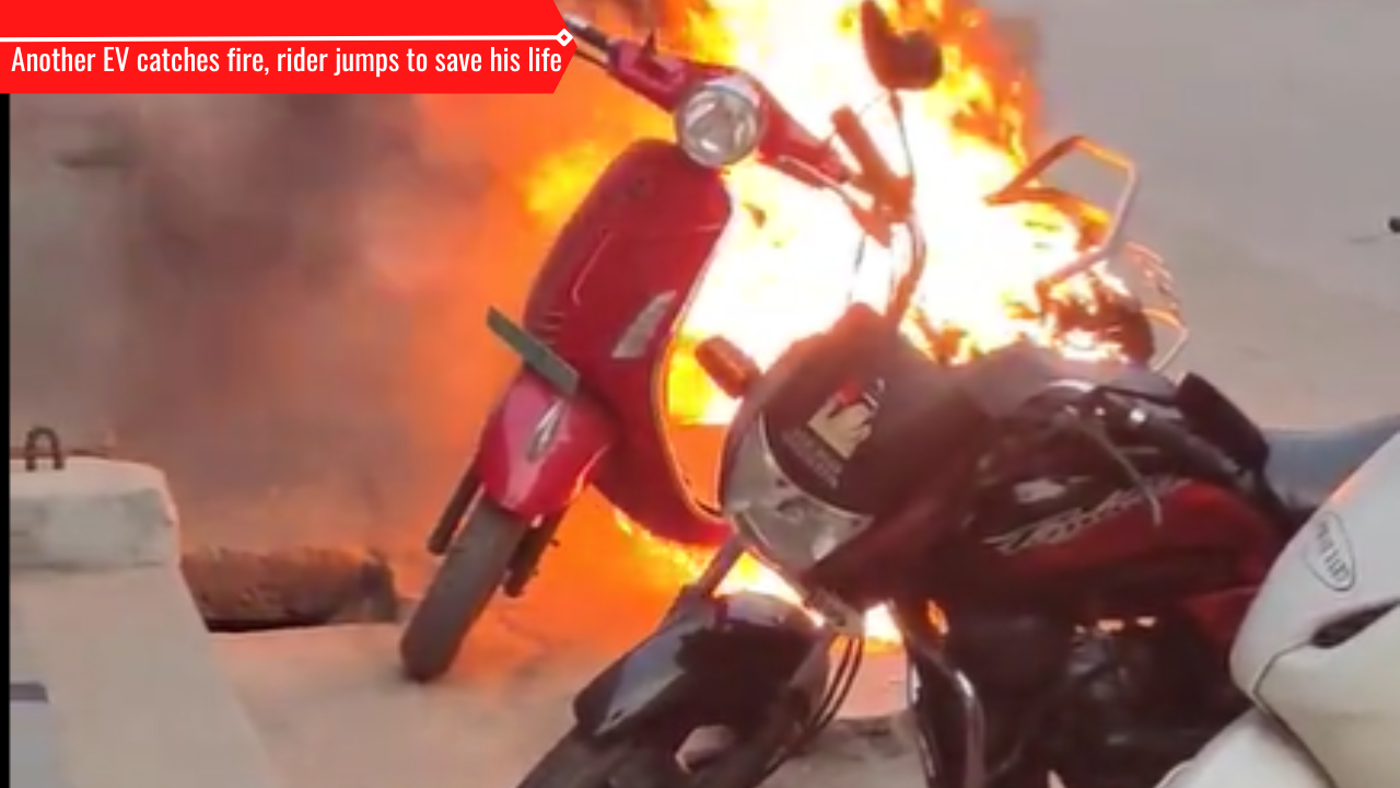 EV fire: Electric scooter catches fire in Noida, the rider jumps out of ...