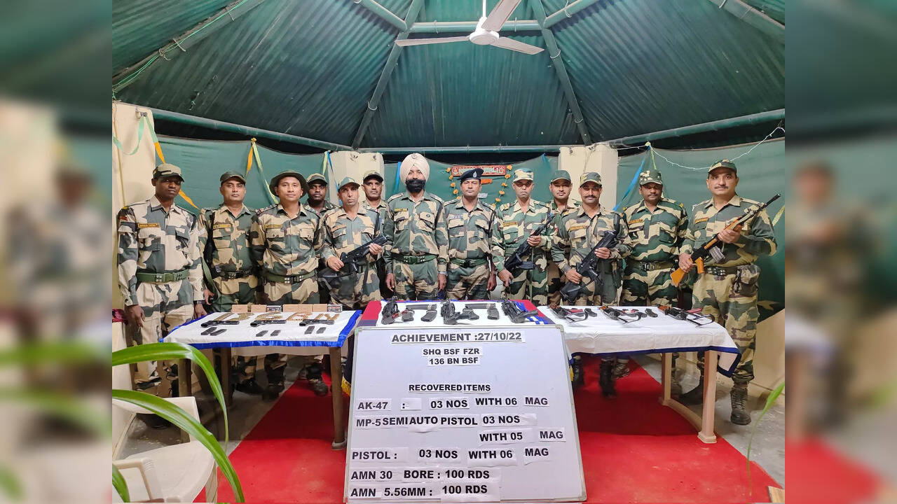 Punjab: BSF recovers AK-47 rifles, pistols, 200 bullets from India ...
