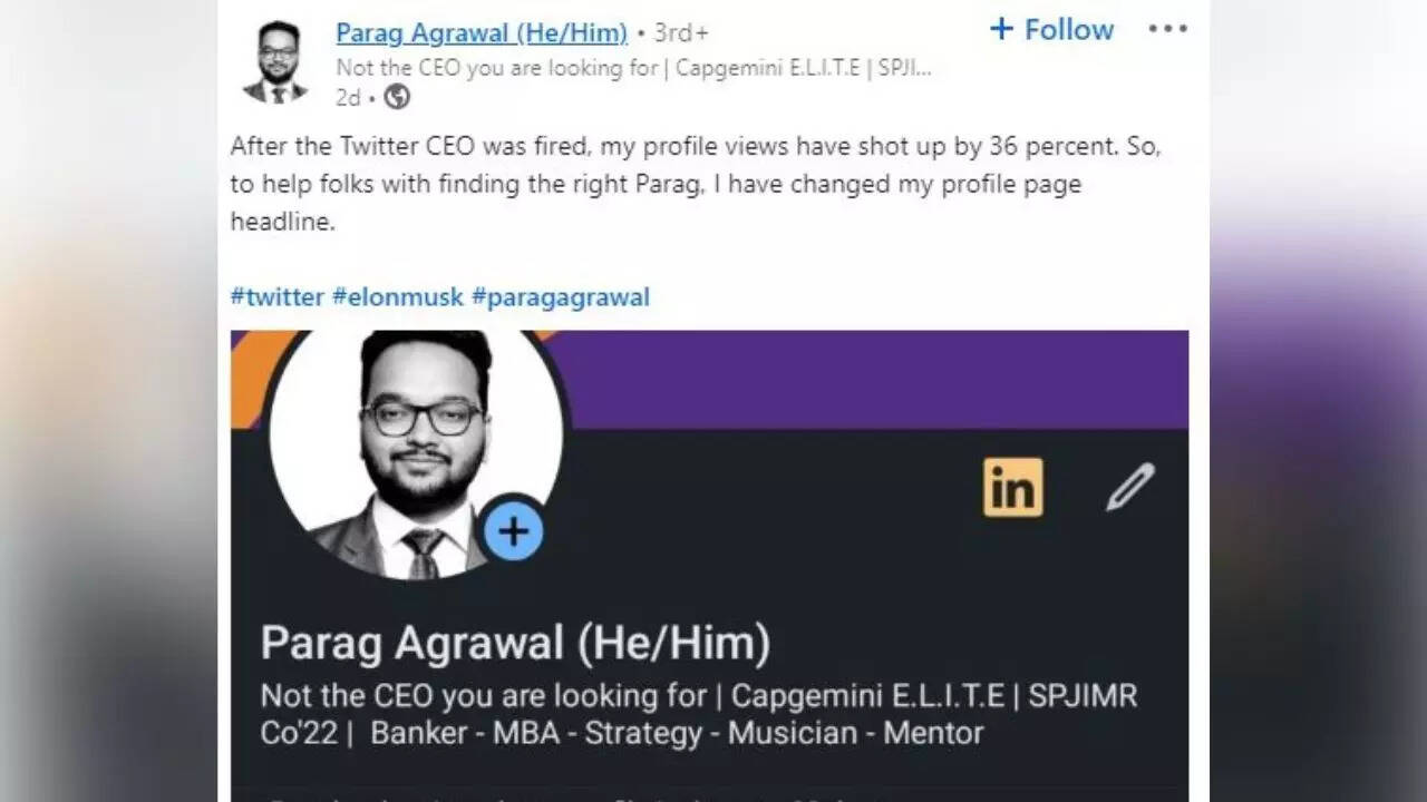'Not the CEO you are looking for': Banker Parag Agrawal sees spike in LinkedIn views, credits ex ...