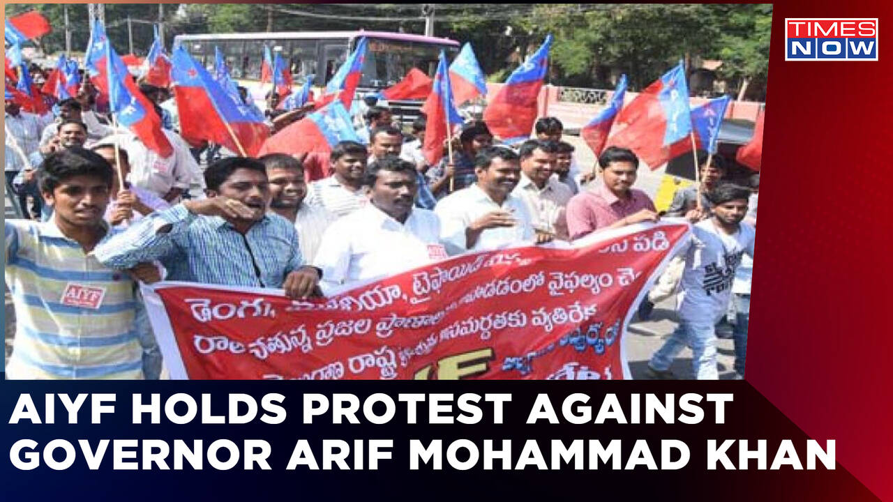 AIYF Holds Protest Against Governor Arif Mohammad Khan in ...