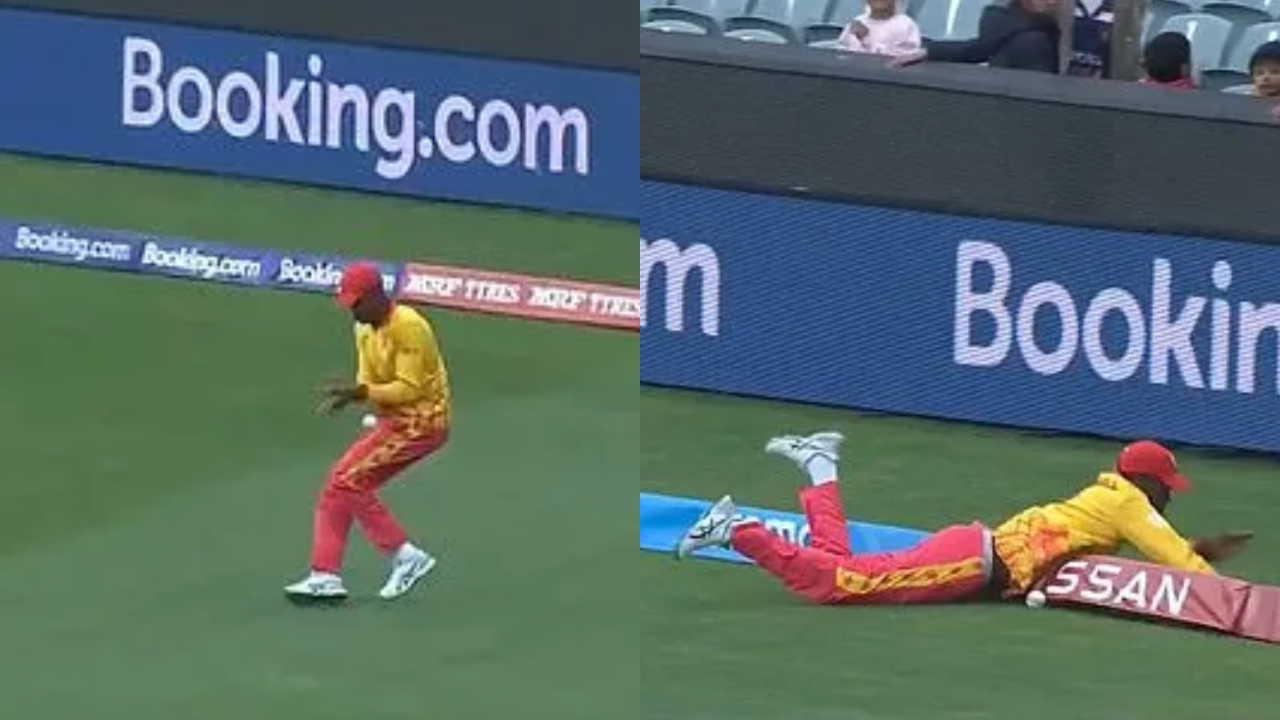 Fumble and lost trousers! Zimbabwe's Milton Shumba has an awkward on ...