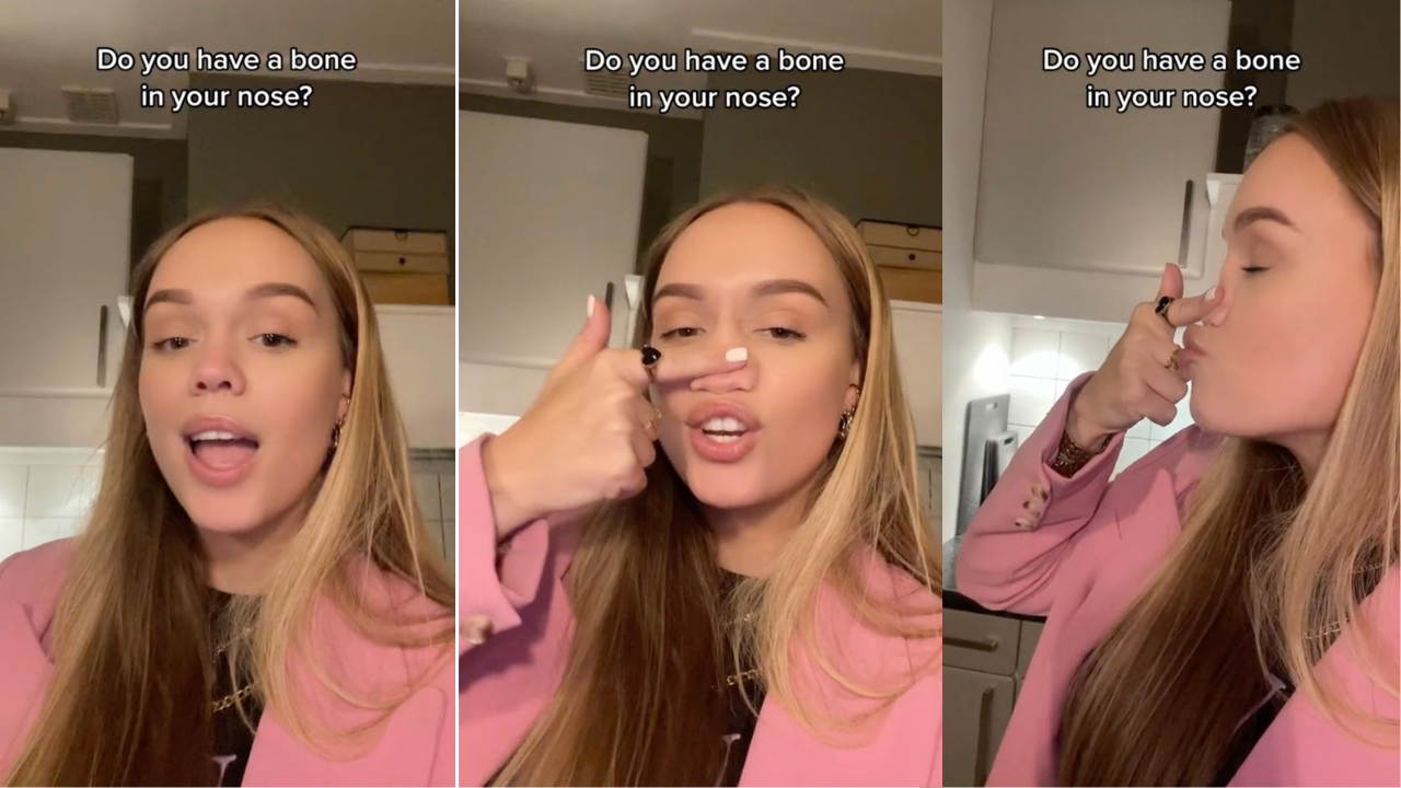 Woman born without nose bone shows how it flattens completely - Watch ...