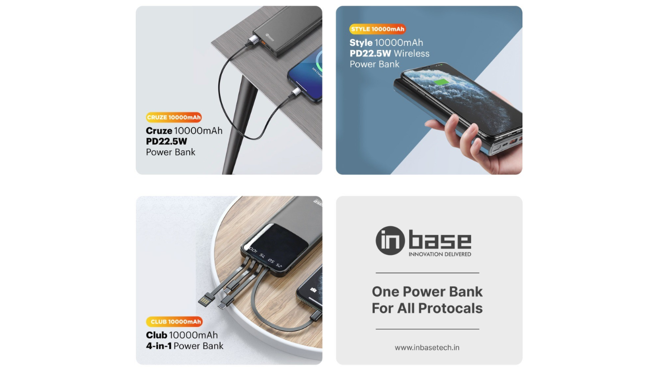 Inbase launches Style, Cruze, Club fast-charging power banks in India ...