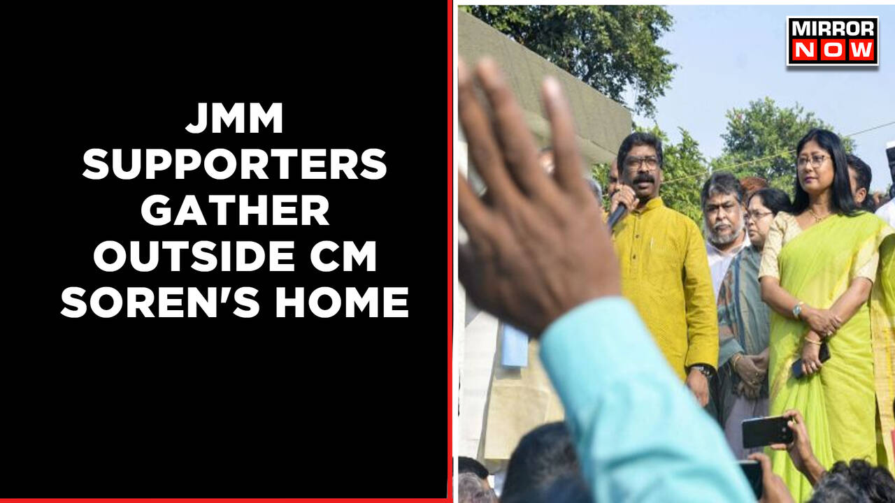 JMM Supporters Gather Outside CM Hemant Soren's House In Ranchi ...