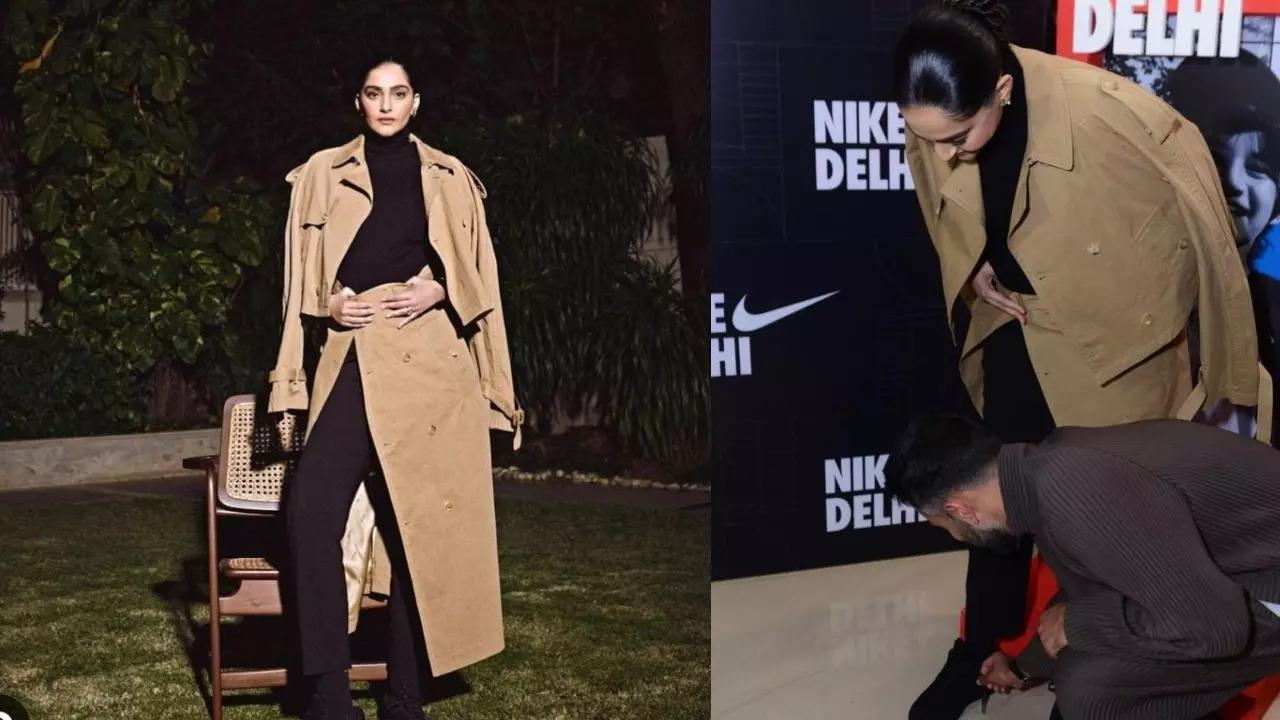 New dad Anand Ahuja fixes wife Sonam's shoes at an event, dishes major ...