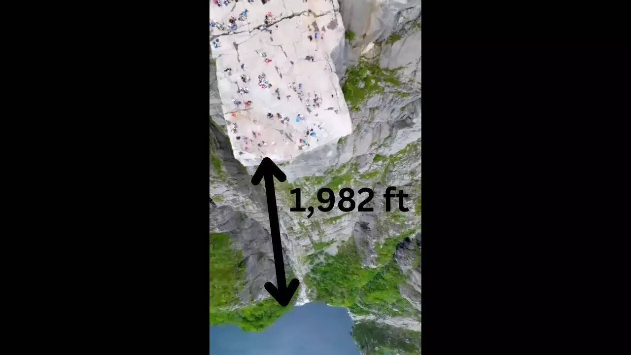 Pulpit rock | Viral video: Tourists chill on edge of Norway’s Pulpit ...