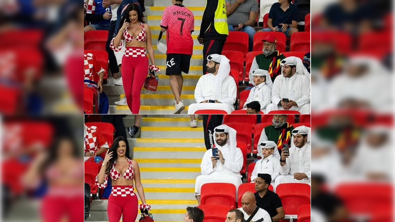Smiling Qatari fans spotted 'oogling' Miss Croatia; insist they took ...