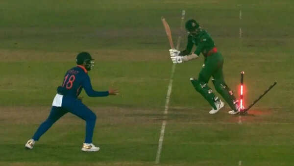 IND vs BAN: Ebadot Hussain gets out hit-wicket to Kuldeep Sen delivery ... IND vs BAN: Ebadot Hussain gets out hit-wicket to Kuldeep Sen delivery ...