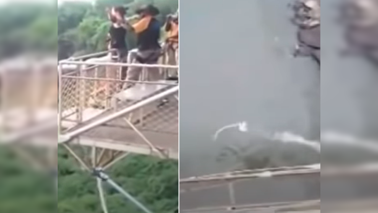 VIDEO: Woman falls 360 ft as bungee cord snaps; survives to say she joked about her death the ...