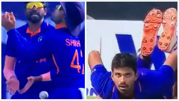 Watch: Shikhar Dhawan takes bizarre catch with thighs; Washington ...