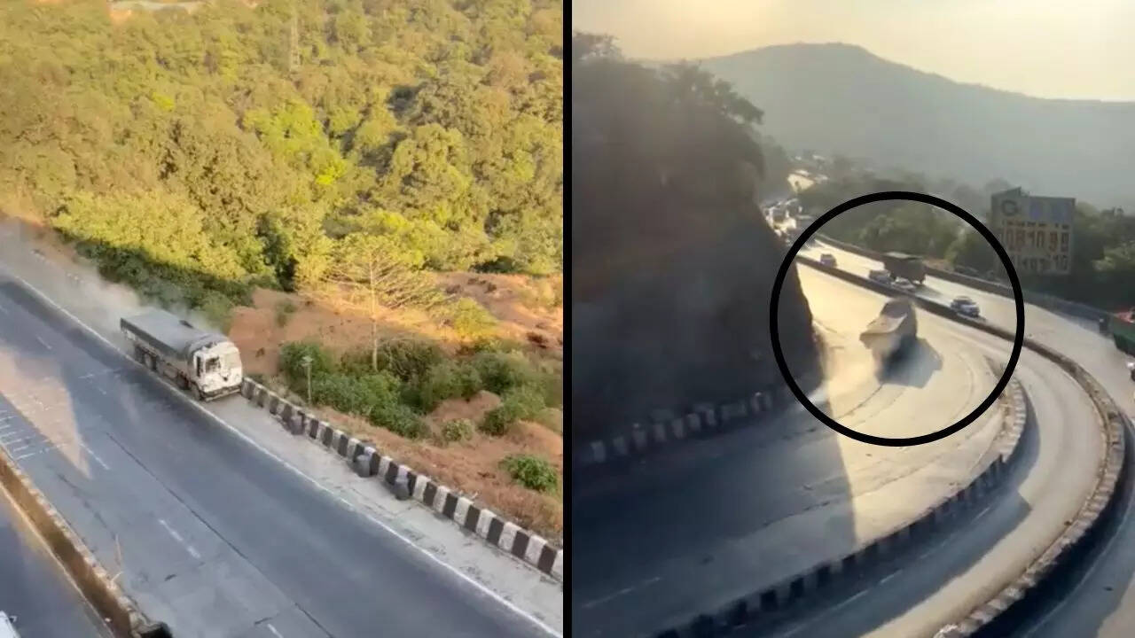 Mumbai Pune Expressway divider saves truck headed for crash on Khandala ...
