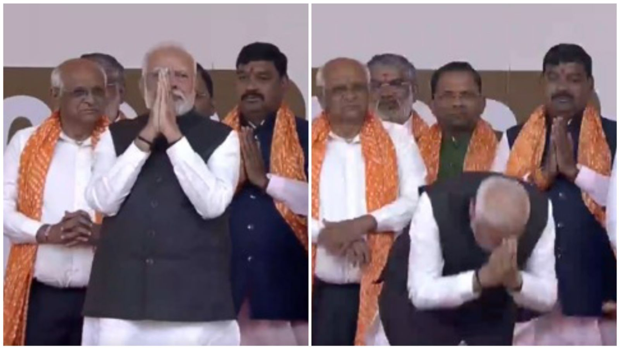 WATCH: With folded hands, PM Modi bows before Gujarat as BJP begins ...