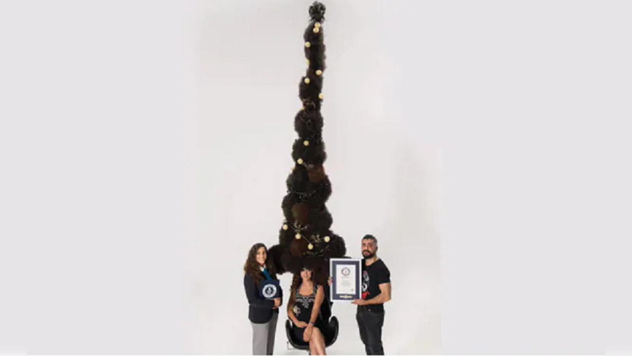 Hairstyle over 9 feet tall sets Guinness world record - watch how it ...