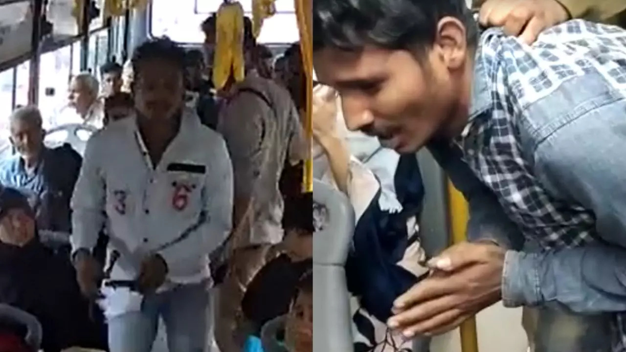 Swift justice! Goon who threatened with a knife touches feet of same ...