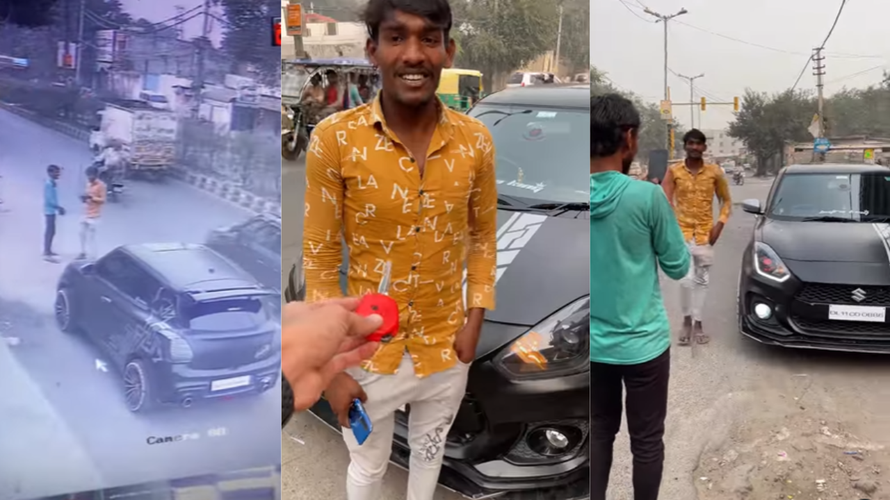 Men pose for photos with car parked on road, owner's heartwarming ...