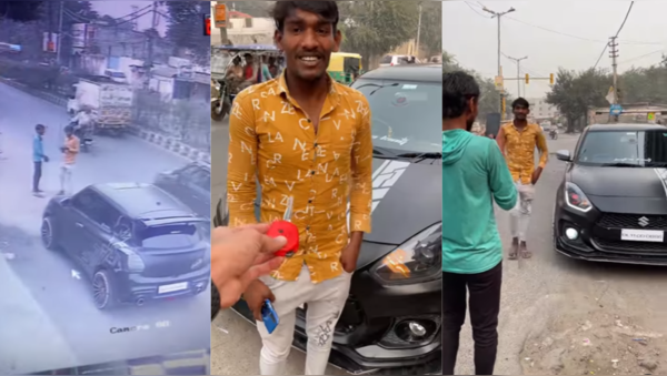 Men pose for photos with car parked on road, owner's heartwarming ...