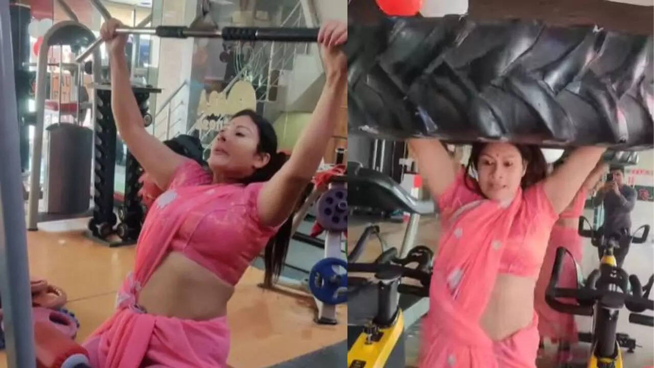 Woman working out at gym in a saree leaves the internet speechless - Watch viral video