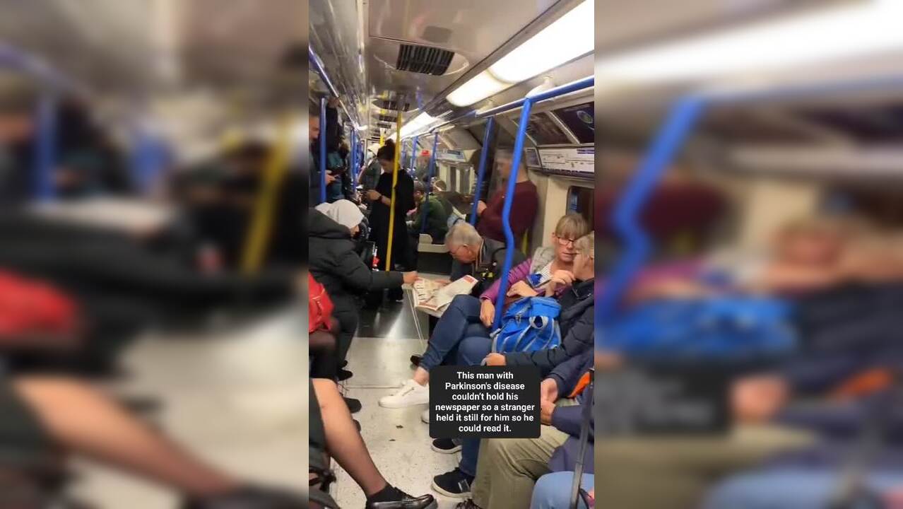 Heartwarming: Stranger on train helps elderly Parkinson’s patient read ...