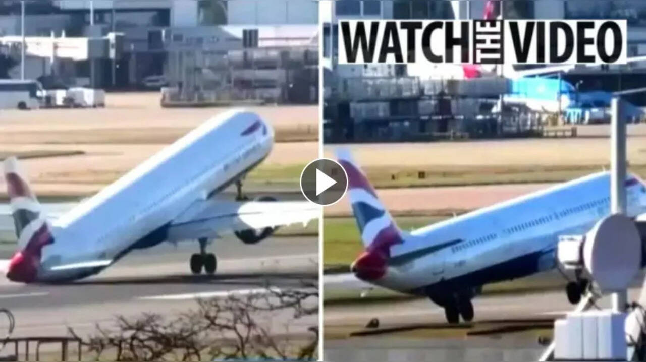 Horror on runway: Heart in mouth moment for passengers as strong winds ...