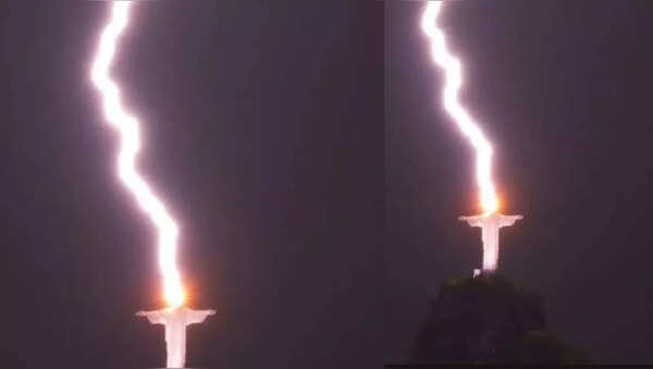 Lightning strikes Brazil's Christ the Redeemer statue, breathtaking ...