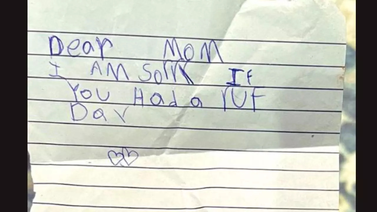 Six-year-old writes heartfelt note to mother on her 'rough' day, the ...