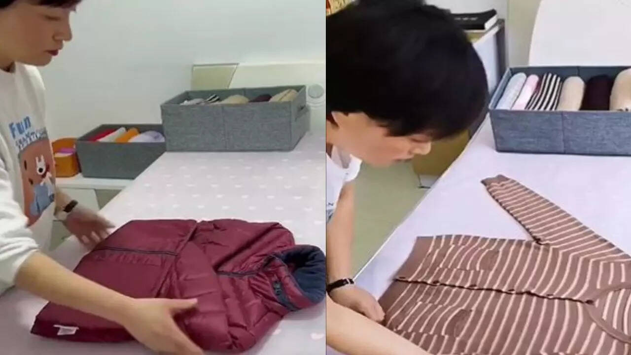 This creative folding and stacking clothes technique will change your ...
