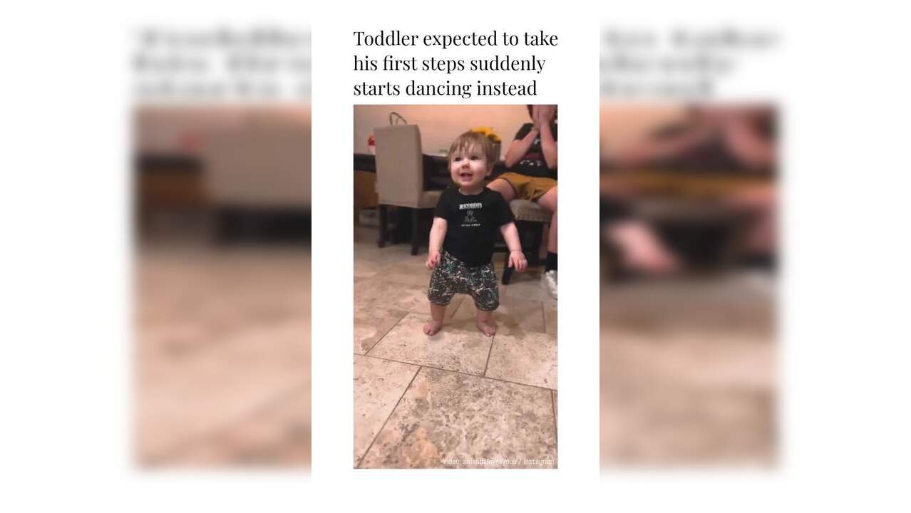 Baby video | Adorable! Baby starts dancing while trying to take first ...