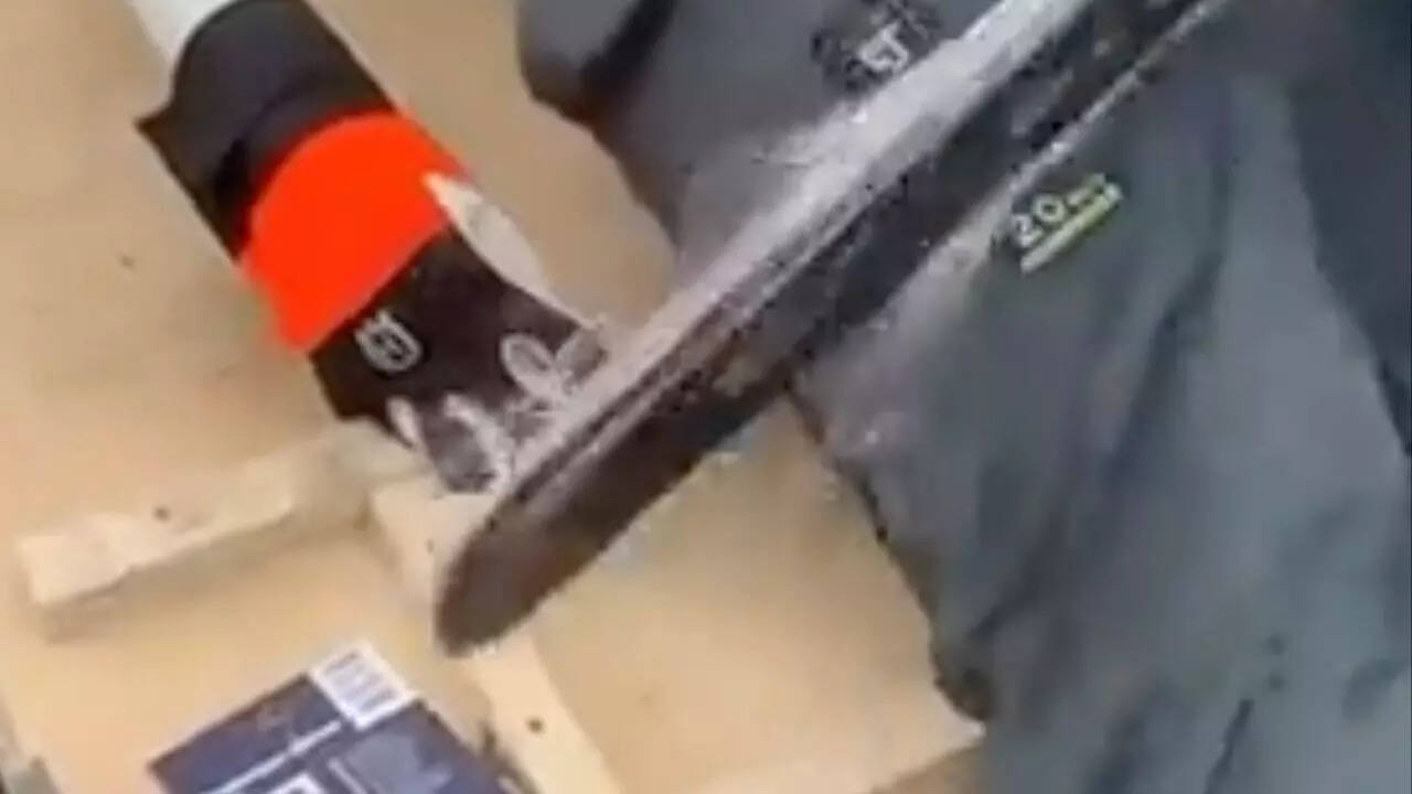 Viral video shows how chainsaw trousers prevent legs from being cut off ...