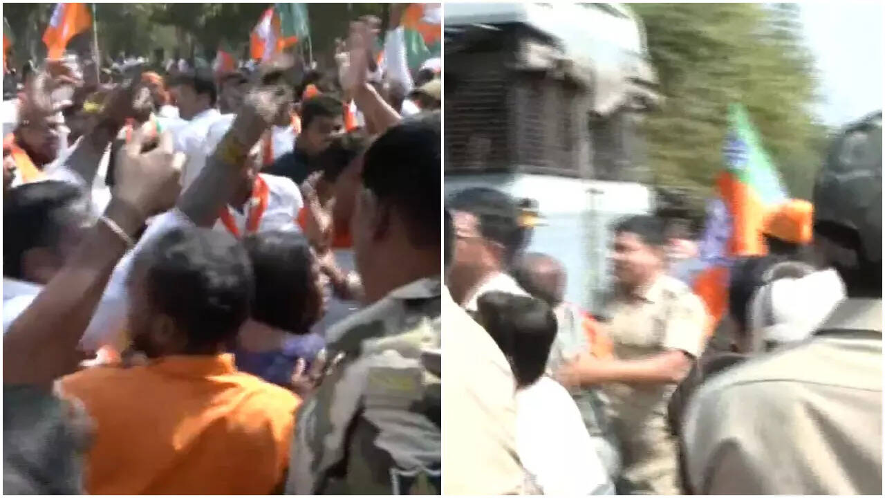 WATCH: BJP Yuva Morcha workers protest against Odisha govt in ...