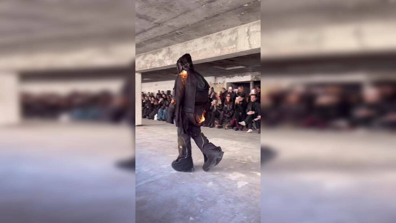 Viral video: Paris Fashion Week model walks down ramp in burning outfit ...