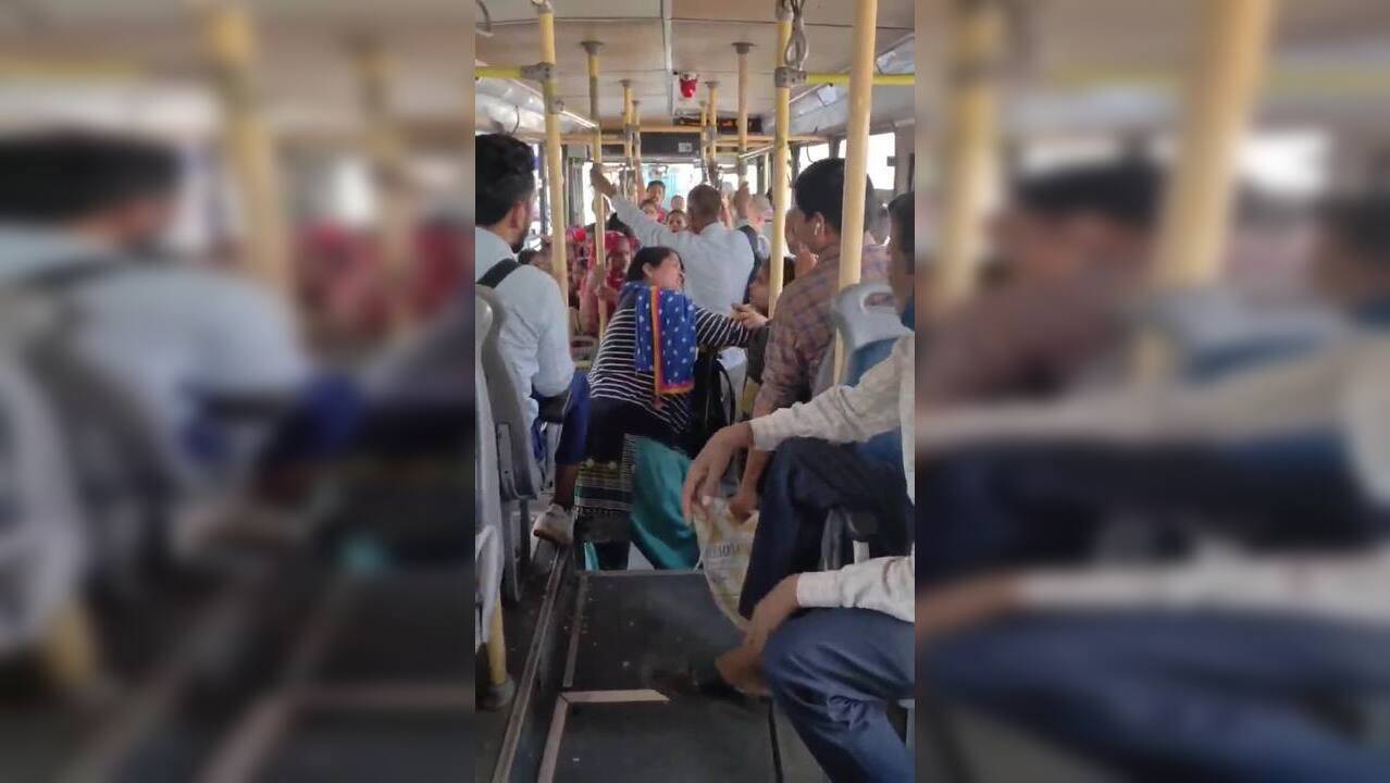 Fight video | Viral video: Two women fight over bus seat, pull each ...