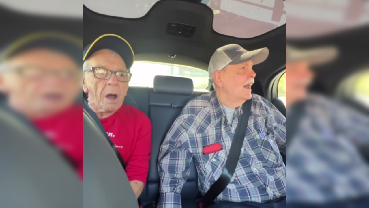 Elderly men go on their first-ever driverless car ride; their reactions ...