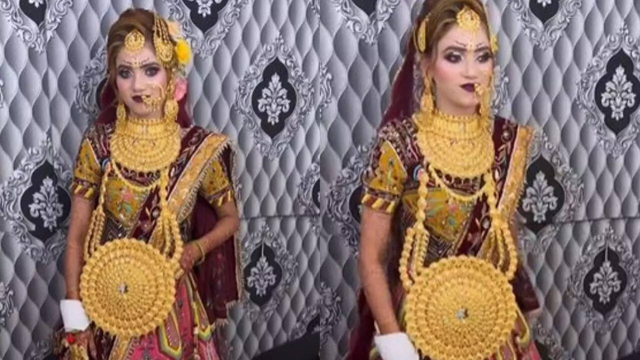 Viral | Bride poses wearing massive gold jewellery, clip earns over 48 ...