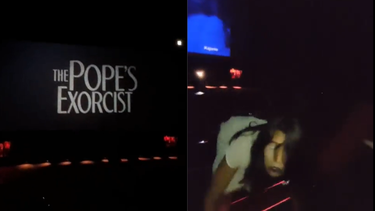 Woman Acts Possessed As Trailer Of The Pope's Exorcist Plays In Theatre ...
