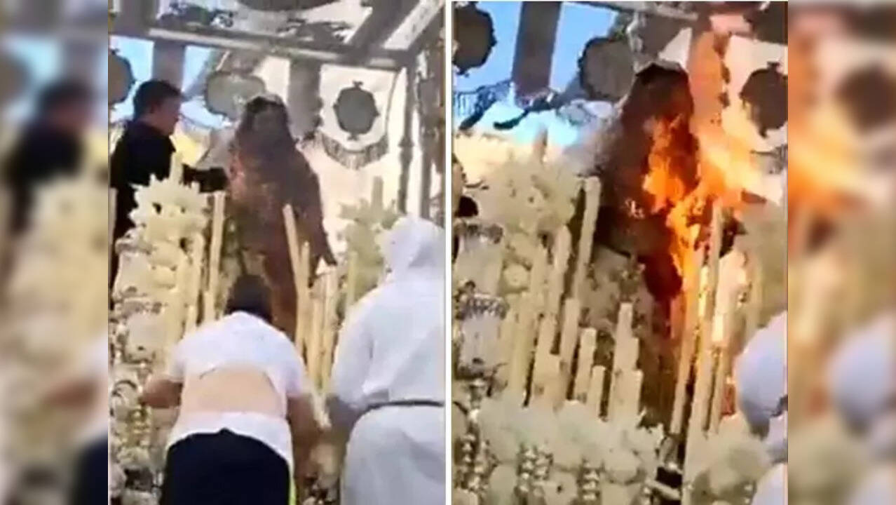 Viral Mary statue catches fire | Virgin Mary statue bursts into flames ...
